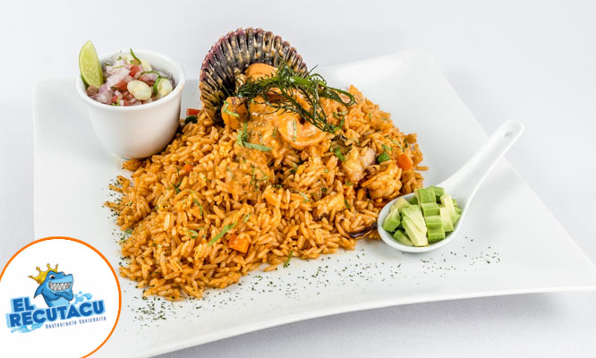 Causa escabechada + Ceviche + arroz con mariscos + bebida - El Recutacu ...