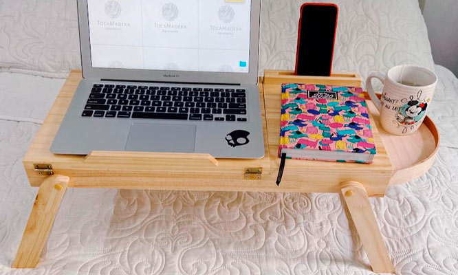 Mesita multiuso porta laptop 100% de madera pino + delivery con toca ...