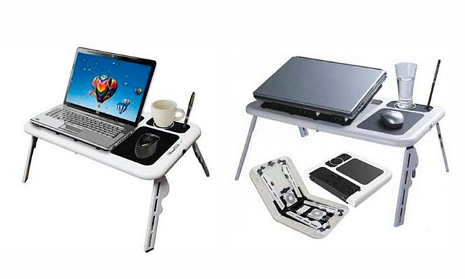 Mesa porta laptop con cooler, regulable. | Cuponidad