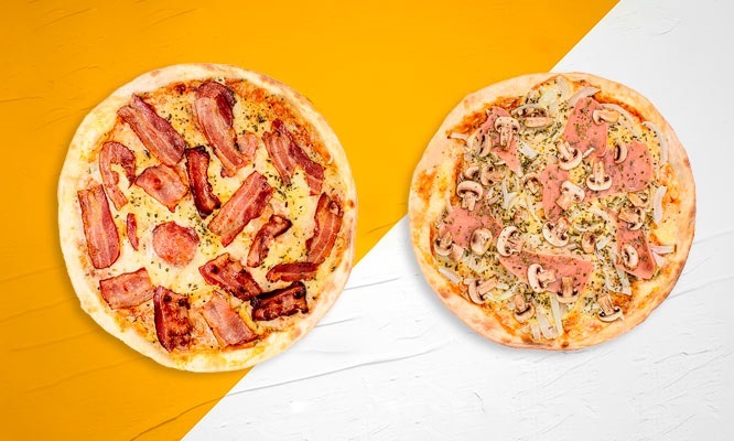 ¡Las mejores! 2 Super Pizzas, 7 sabores a elección + 1 Gaseosa de 1 1/2 ...
