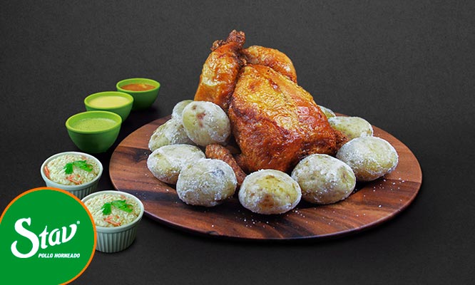 1/2 pollo o 1 pollo según elijas con papas + ensalada de col en Stav ...